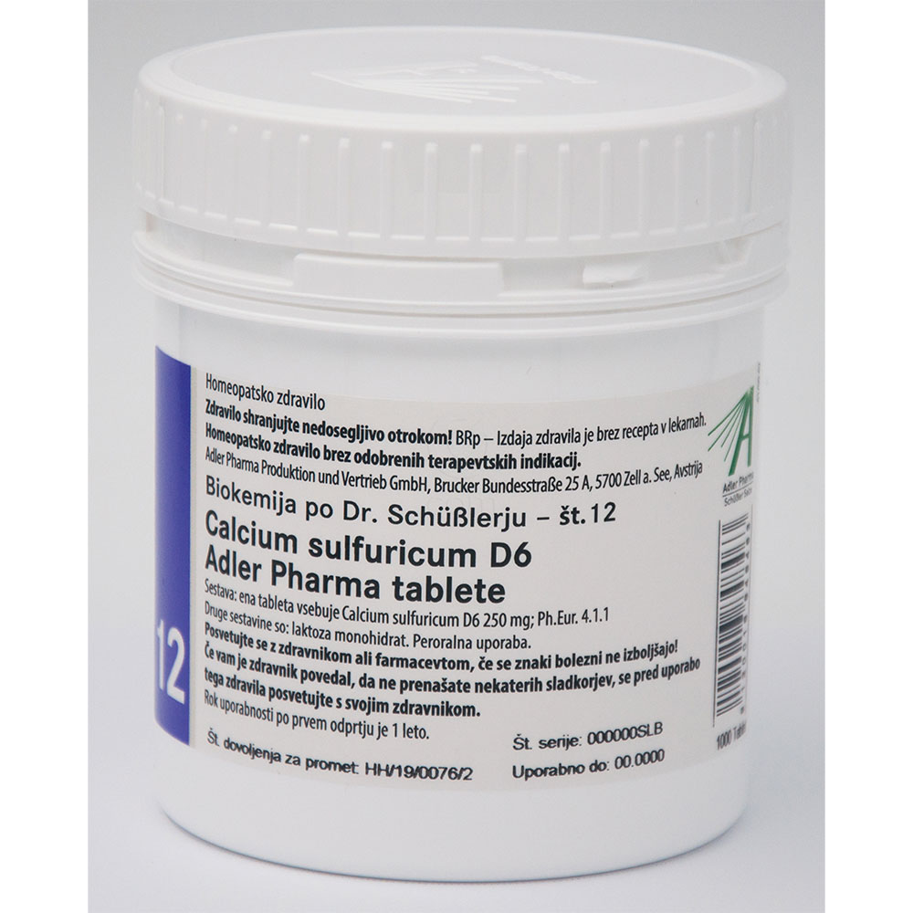 Schüsslerjeva sol št. 12 Calcium sulfuricum D6, tablete (1000 tablet ...