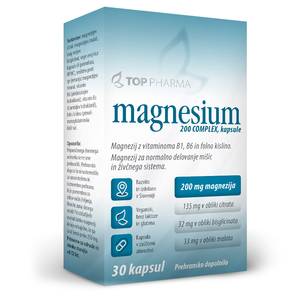 Top Pharma Magnesium 200 Complex, kapsule (30 kapsul) | Lekarnar.com