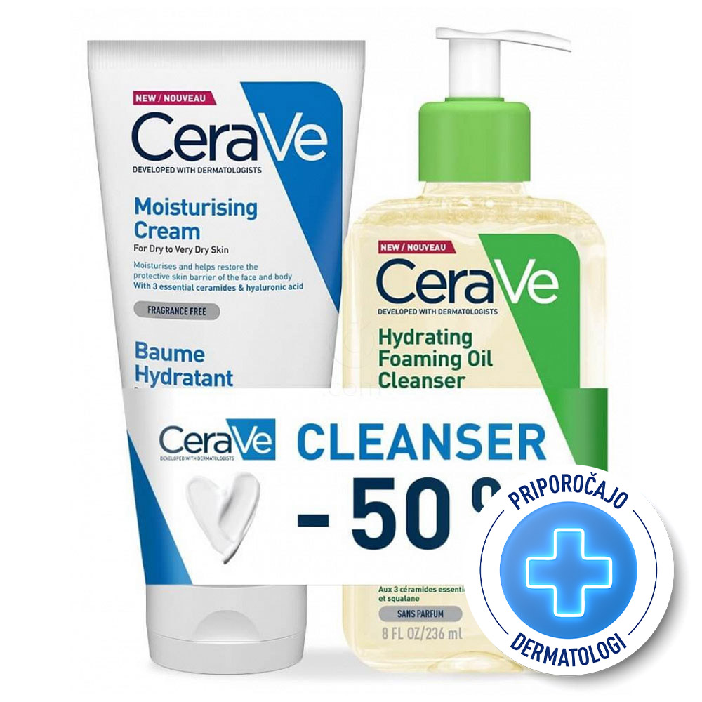 CeraVe, paket za nego suhe do zelo suhe kože obraza in telesa (177 ml + 236 ml) | Lekarnar.com