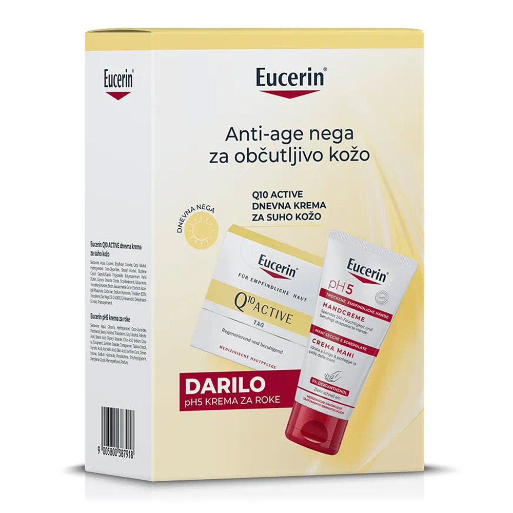 Eucerin Q10, darilni set za nego občutljive kože (50 ml + 75 ml ...