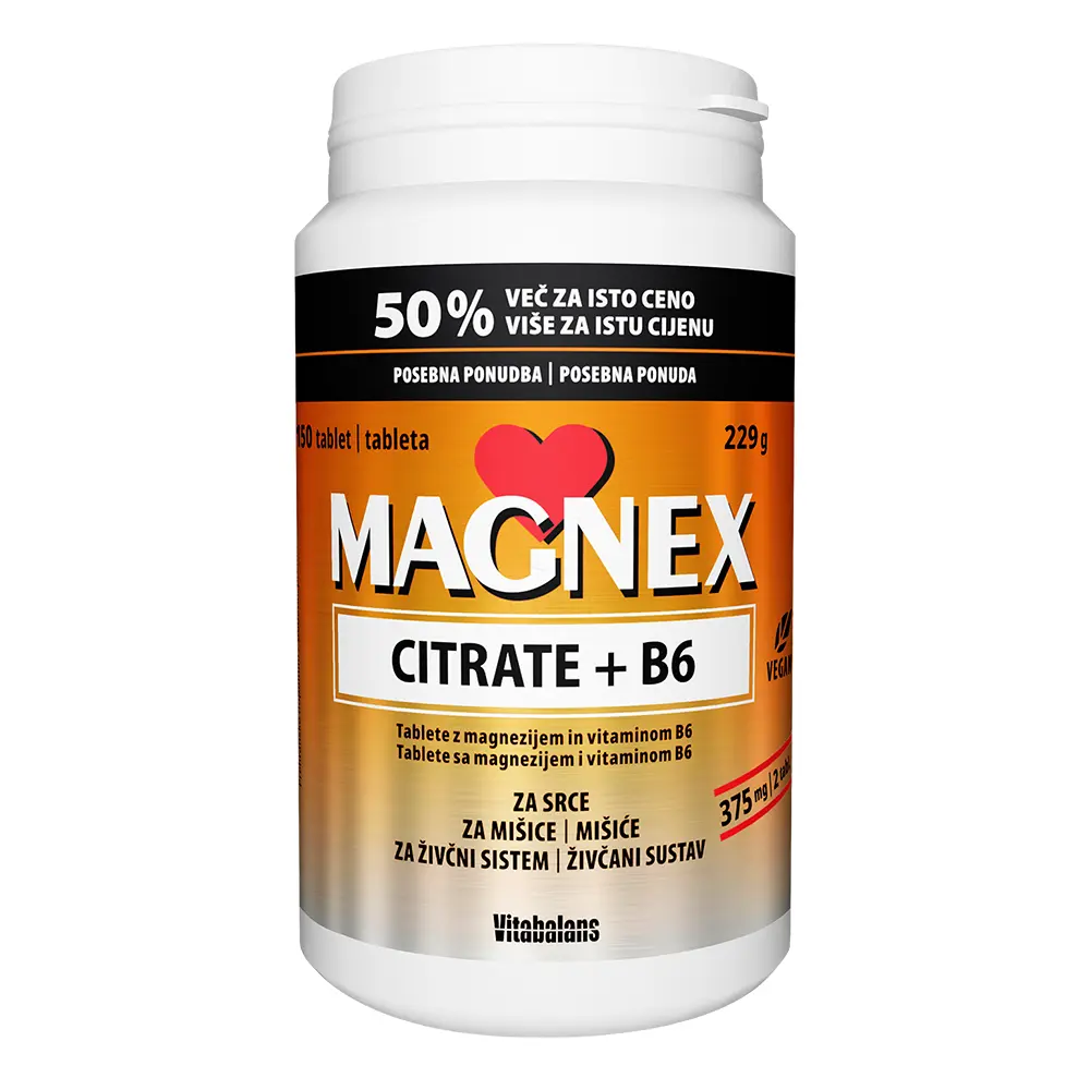Magnex Citrate 375 mg + B6, paket (100 + 50 tablet) | Lekarnar.com