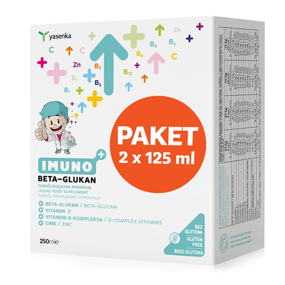Yasenka Imuno Beta-Glukan, tekočina - paket (2 x 125 ml) | Lekarnar.com